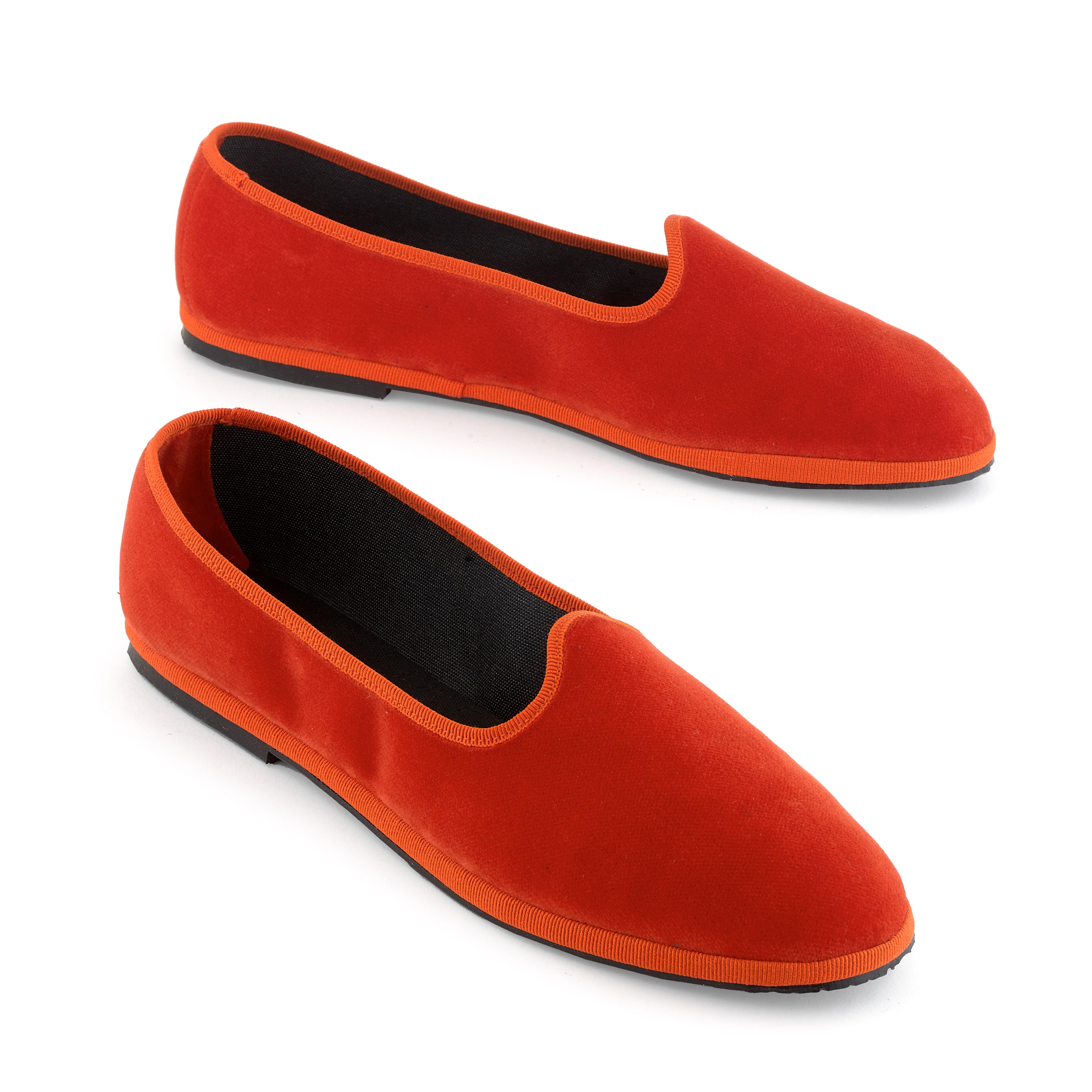 Women's Red & Black Velvet Slippers