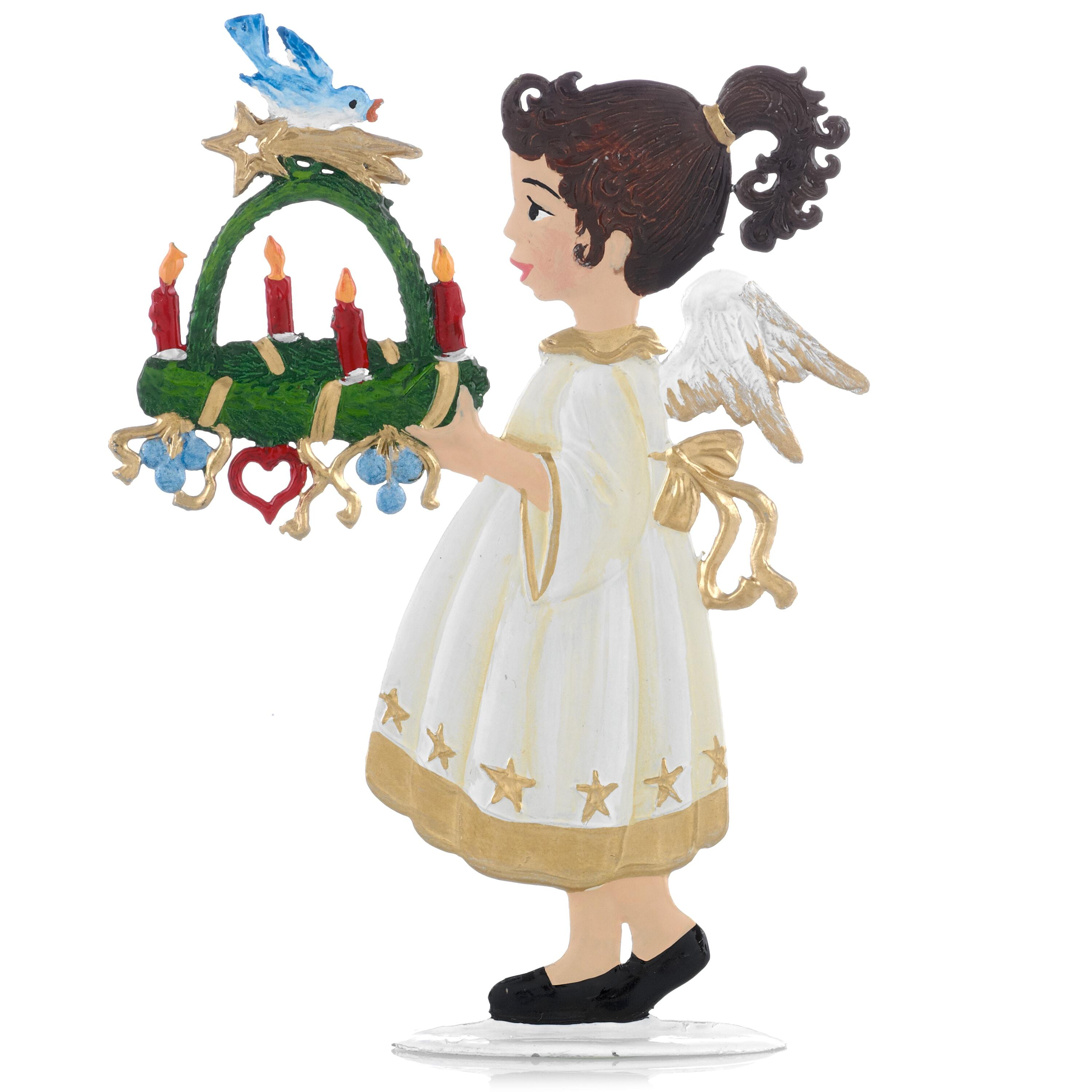 Pewter Angel with Advent Wreath