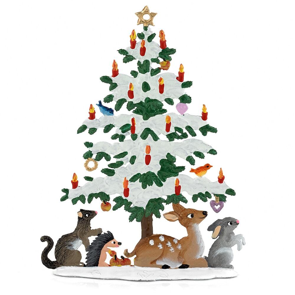 Pewter Woodland Decorated Tree