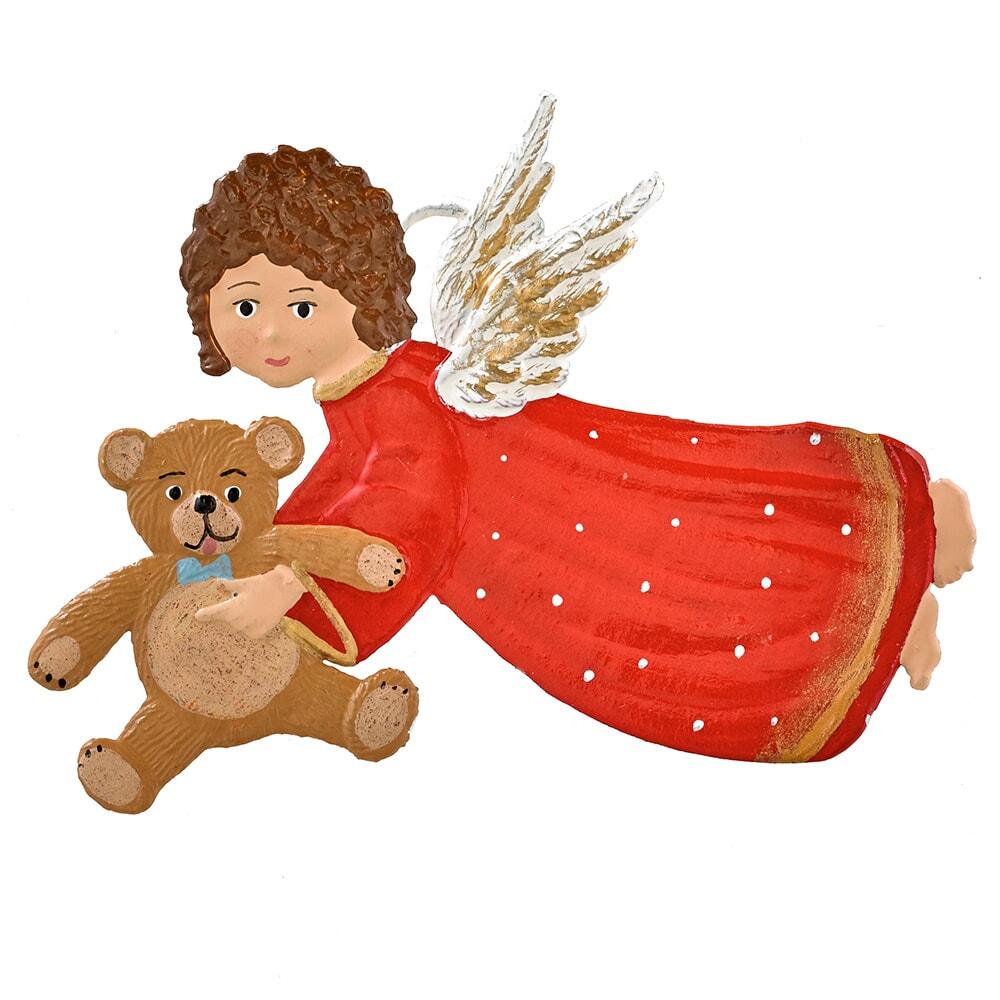 Pewter Angel with Teddy Bear Ornament