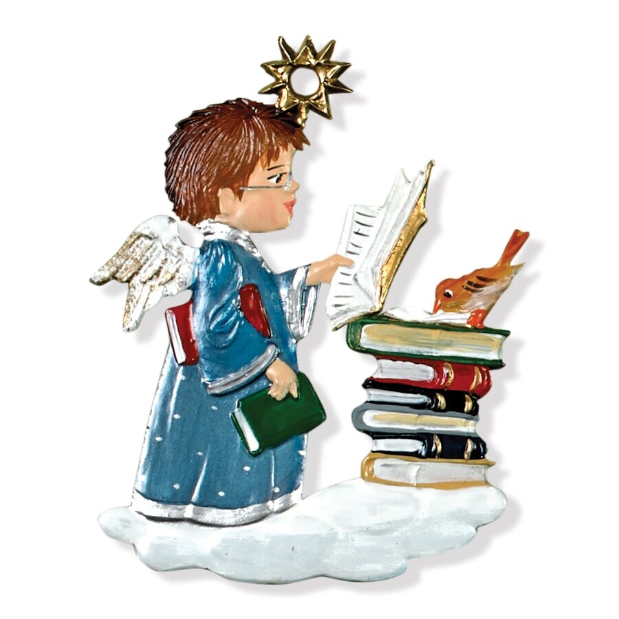 Pewter Angel Bookworm Ornament