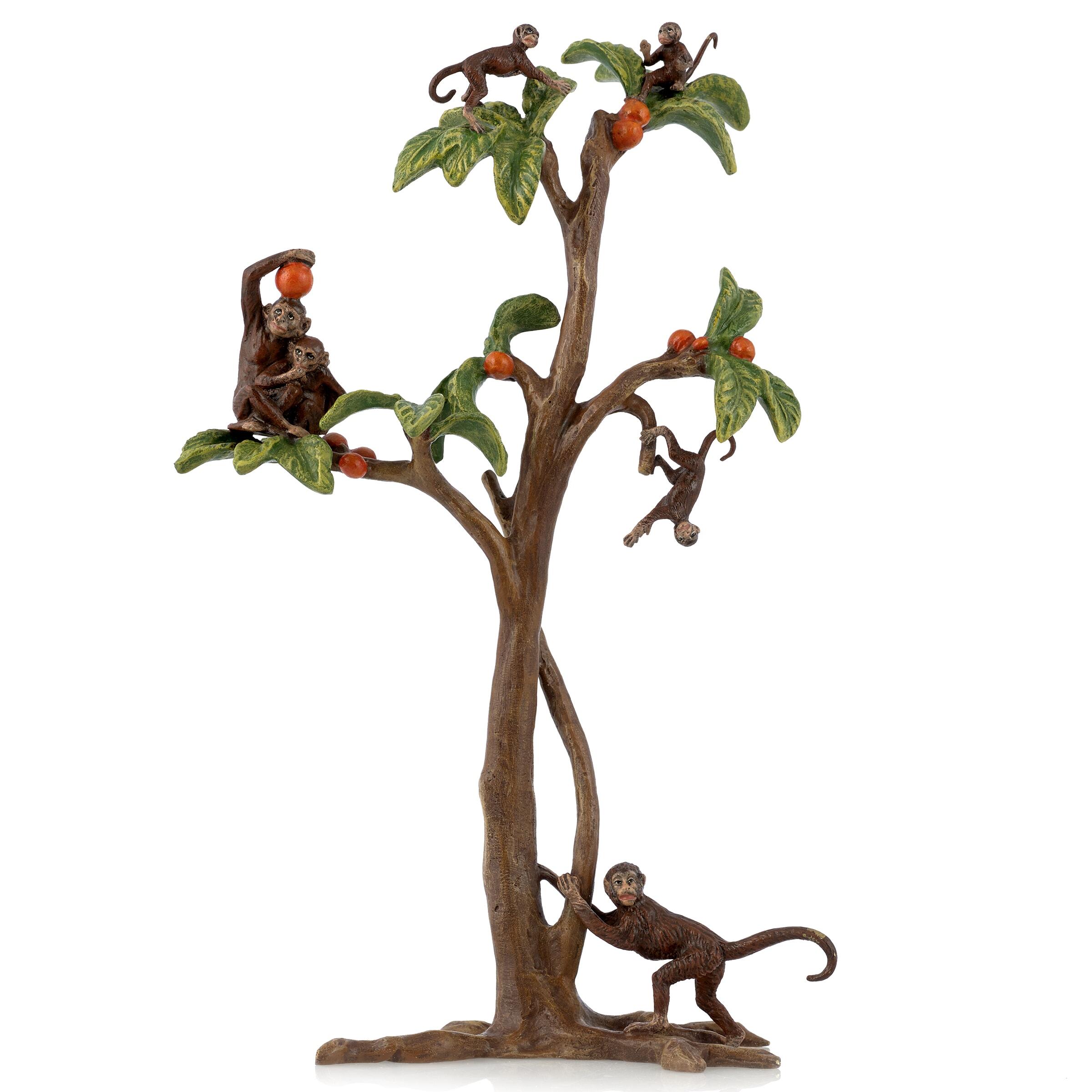 Austrian Bronze Monkeys on Tree Figurine