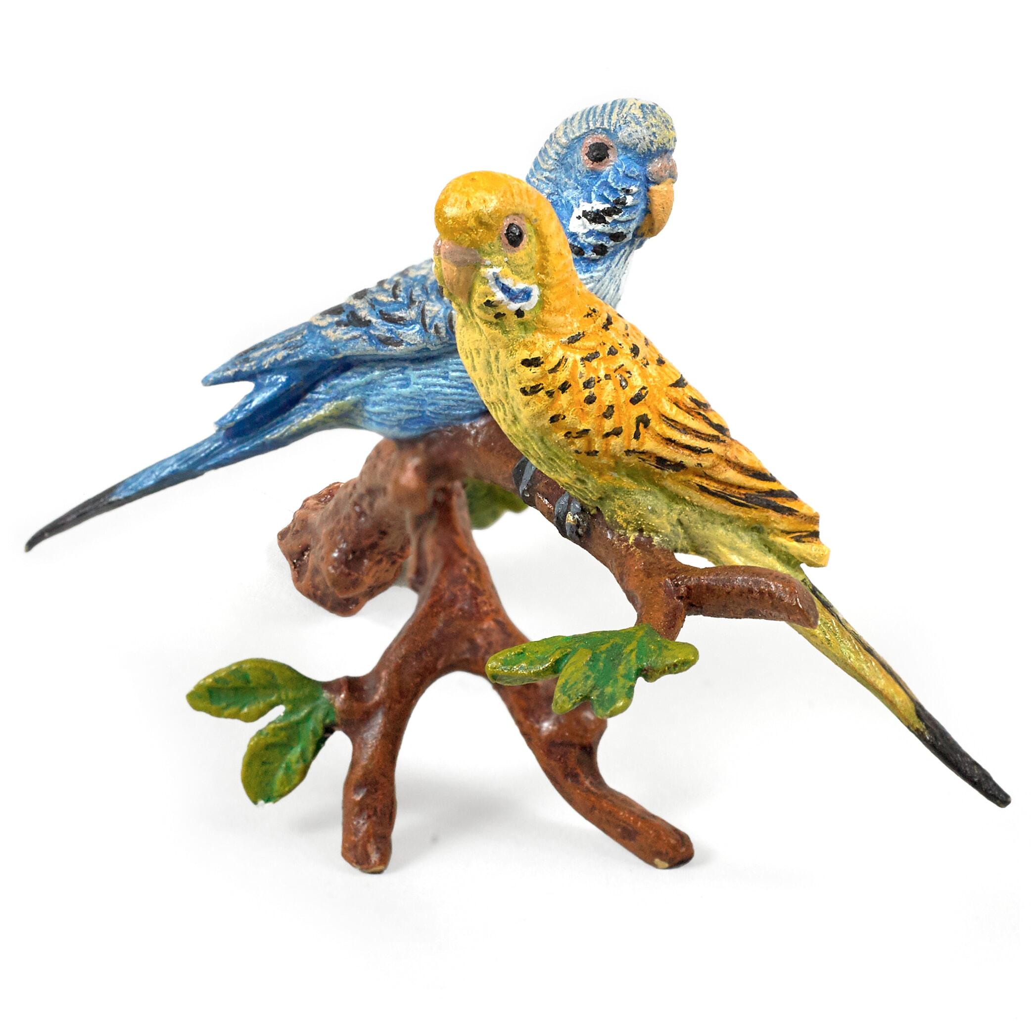 Austrian Bronze Small Parakeets on Branch Figurine