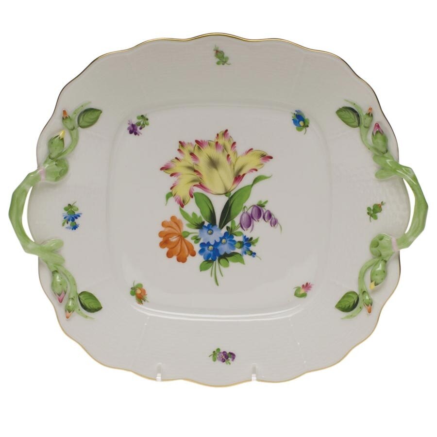 Herend Printemps Square Cake Plate with Handles