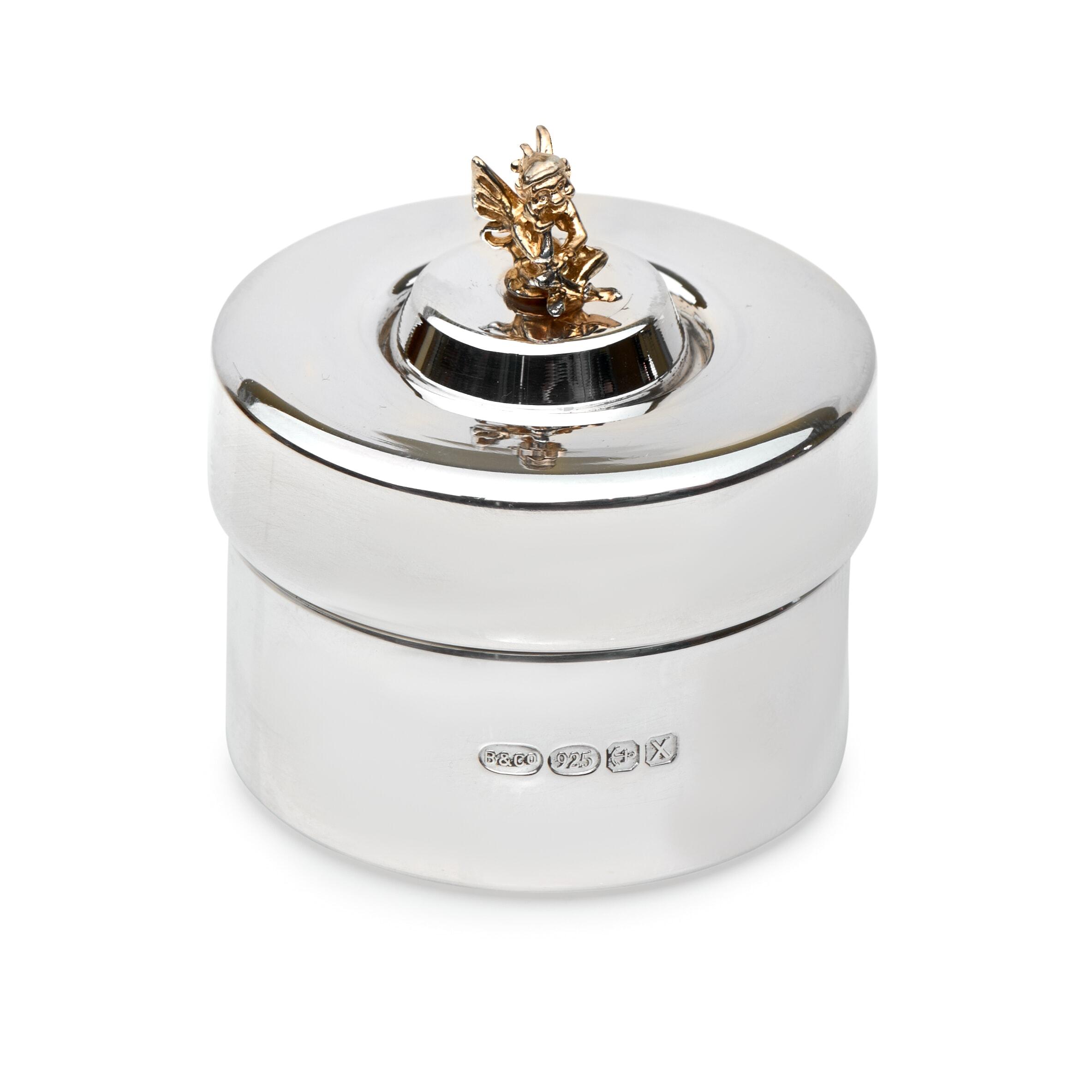Sterling Silver Round Box with Fairy