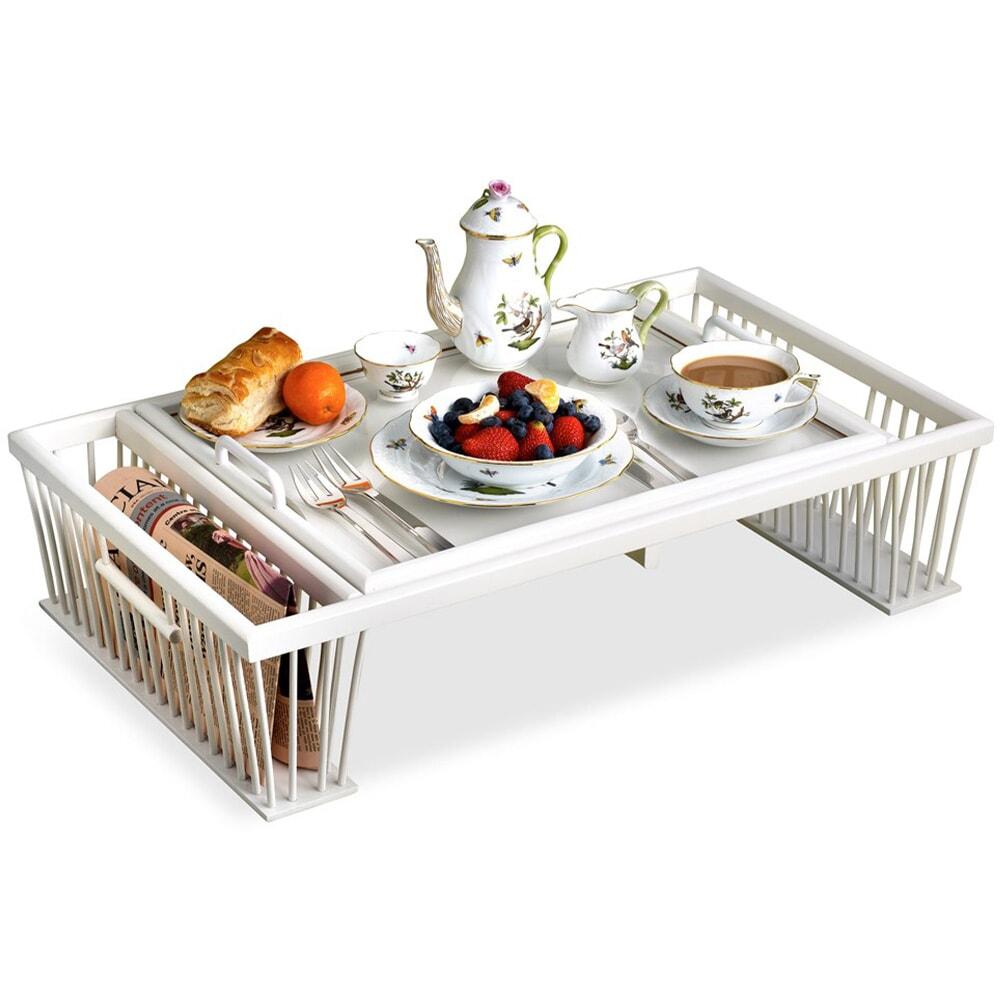 Breakfast Bed Tray with Reading Rack, White