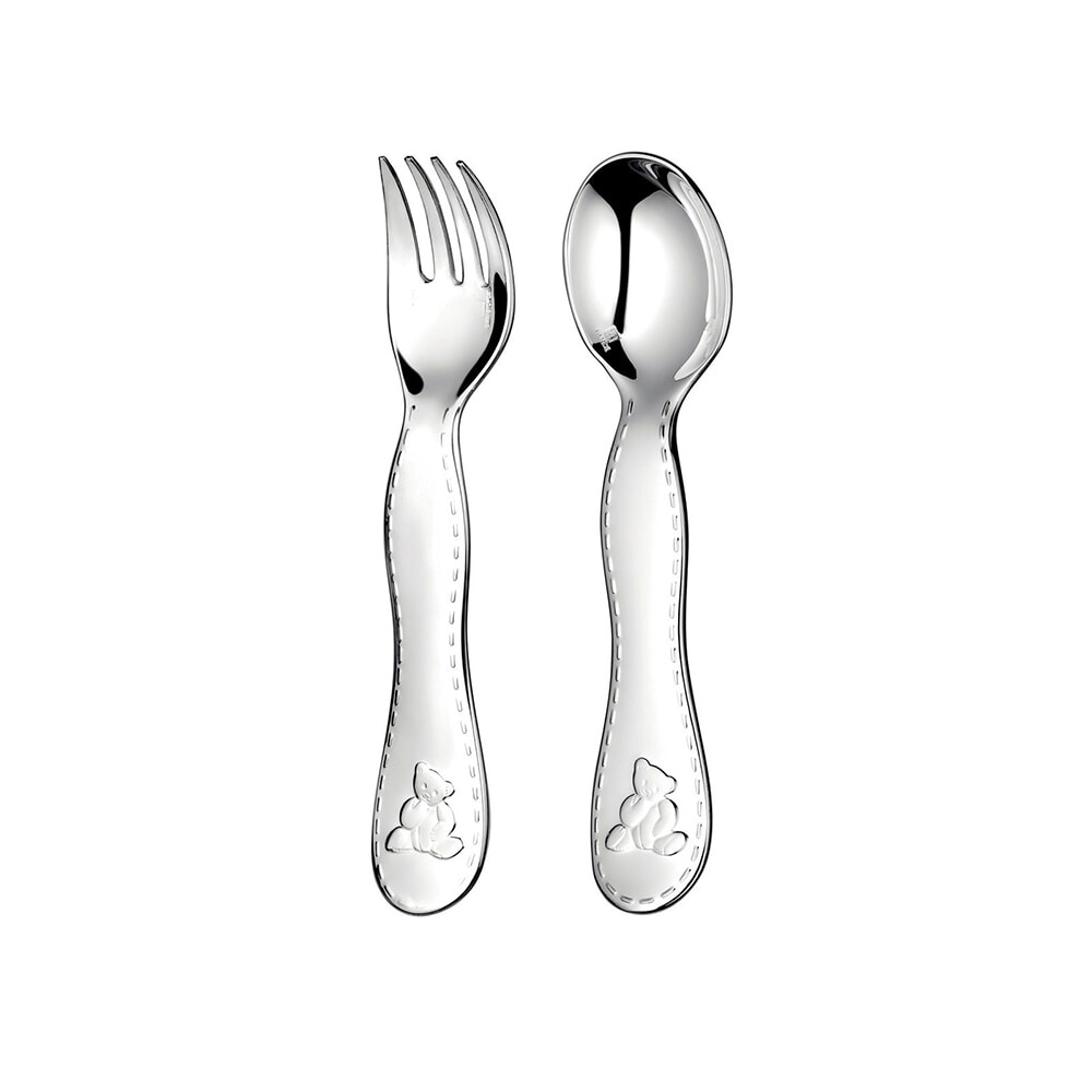 Christofle Charlie Bear Silverplated Two-Piece Baby Flatware Set