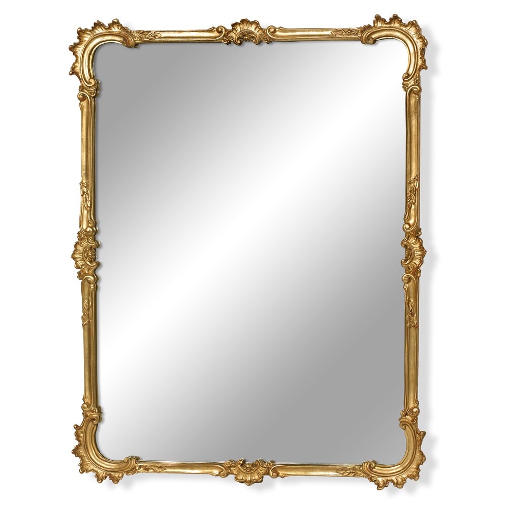 C-Scroll Antique Gold Beveled Mirror, Large