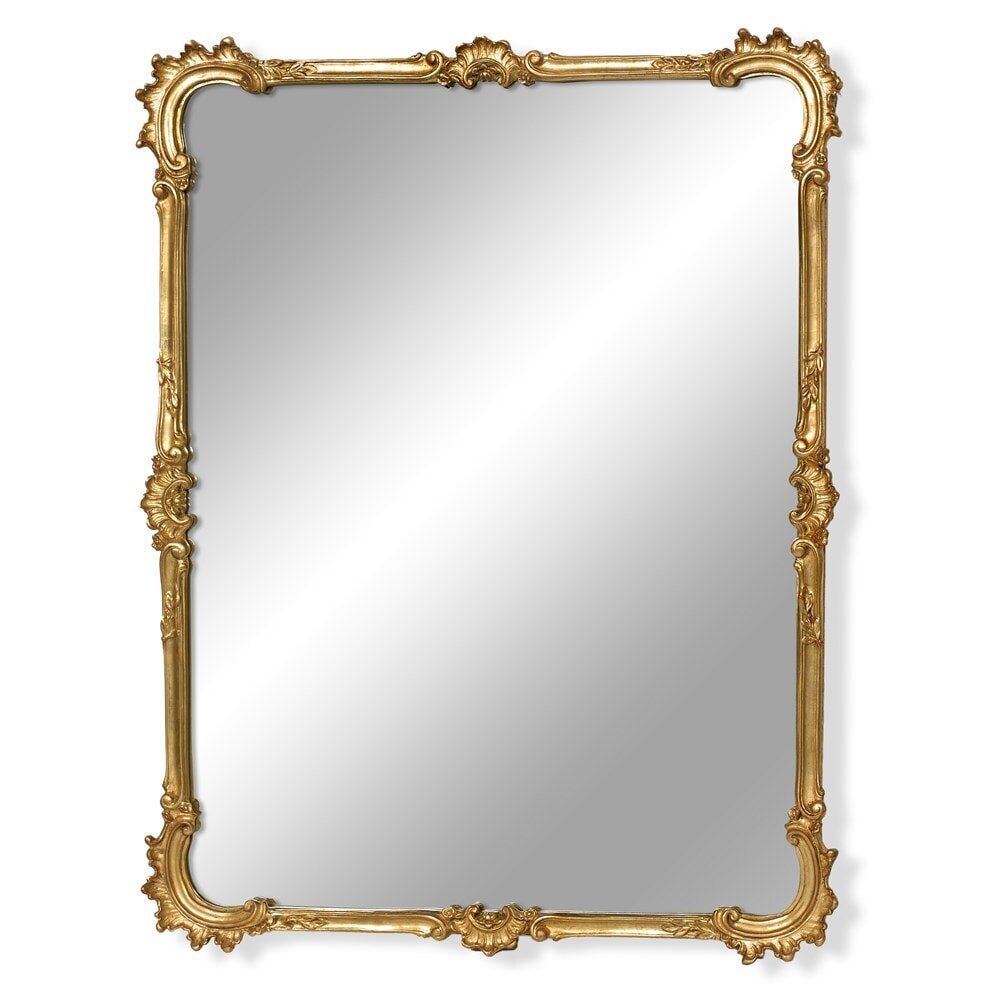 C-Scroll Antique Gold Beveled Mirror, Large