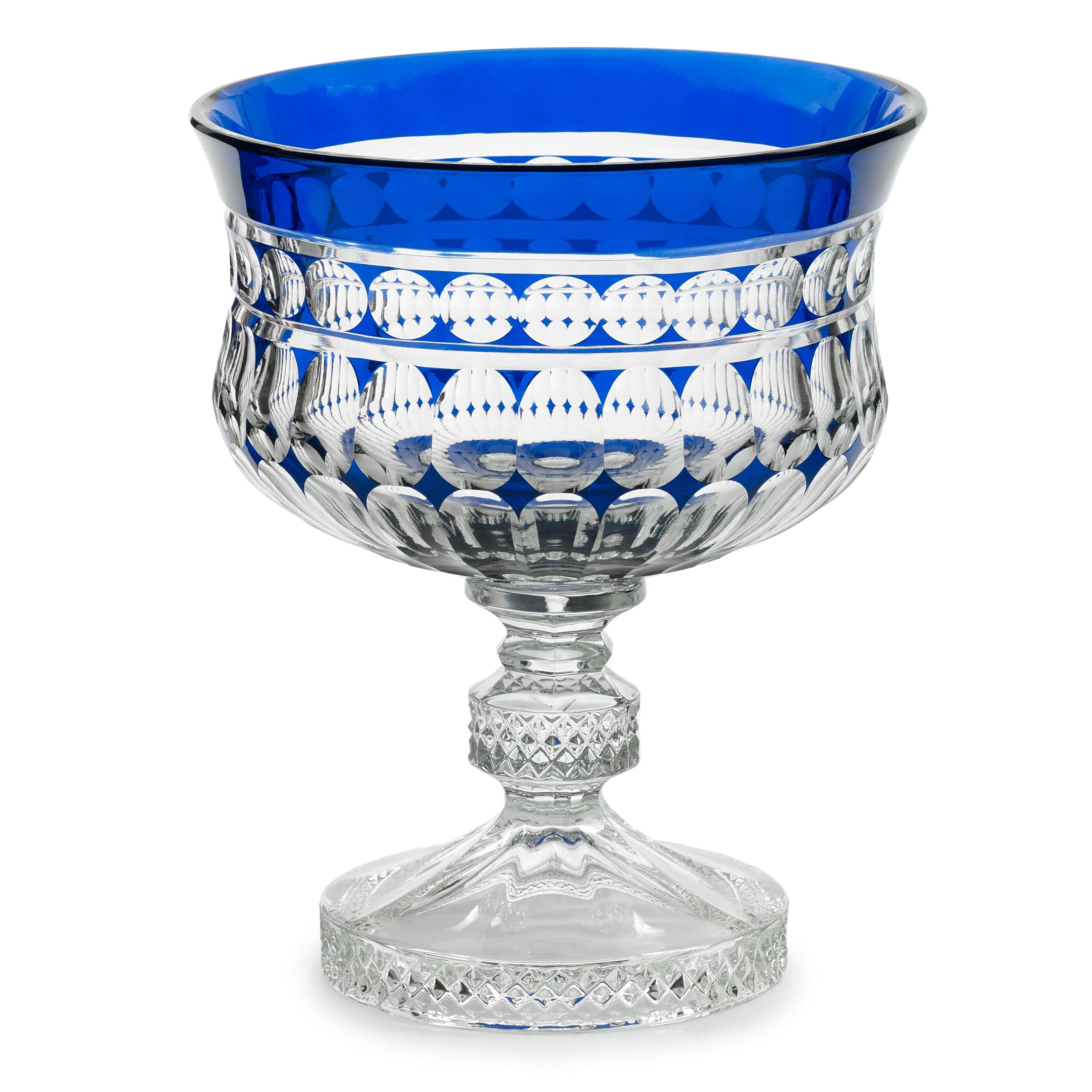 Scully and Scully Luxury Crystal Footed Fruit Bowl, Blue