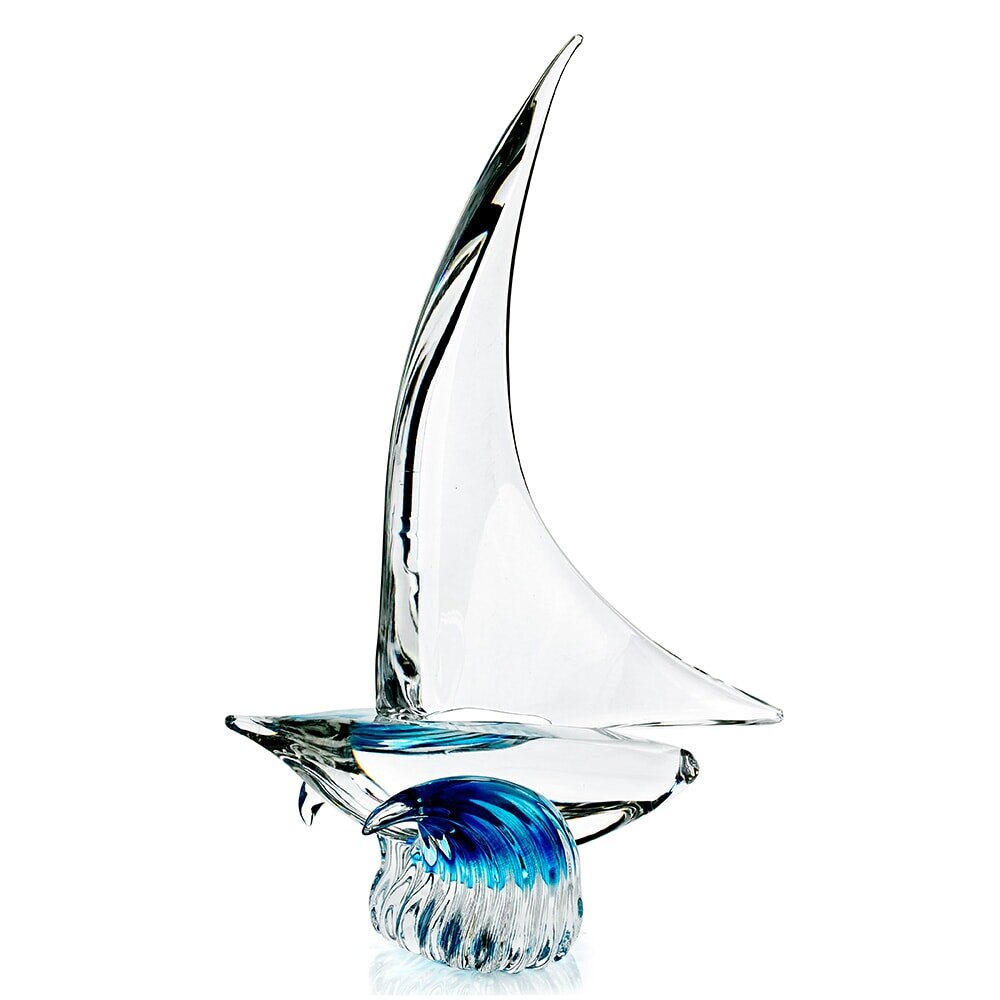Clear Crystal Sailing Boat on Aquamarine Wave