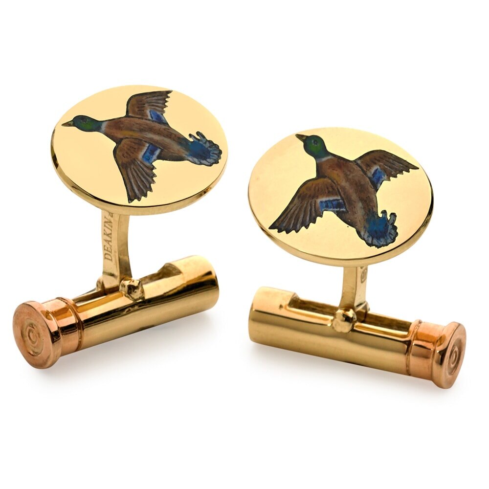 18k Gold Cufflinks with Mallards & Shotgun Shell Fittings