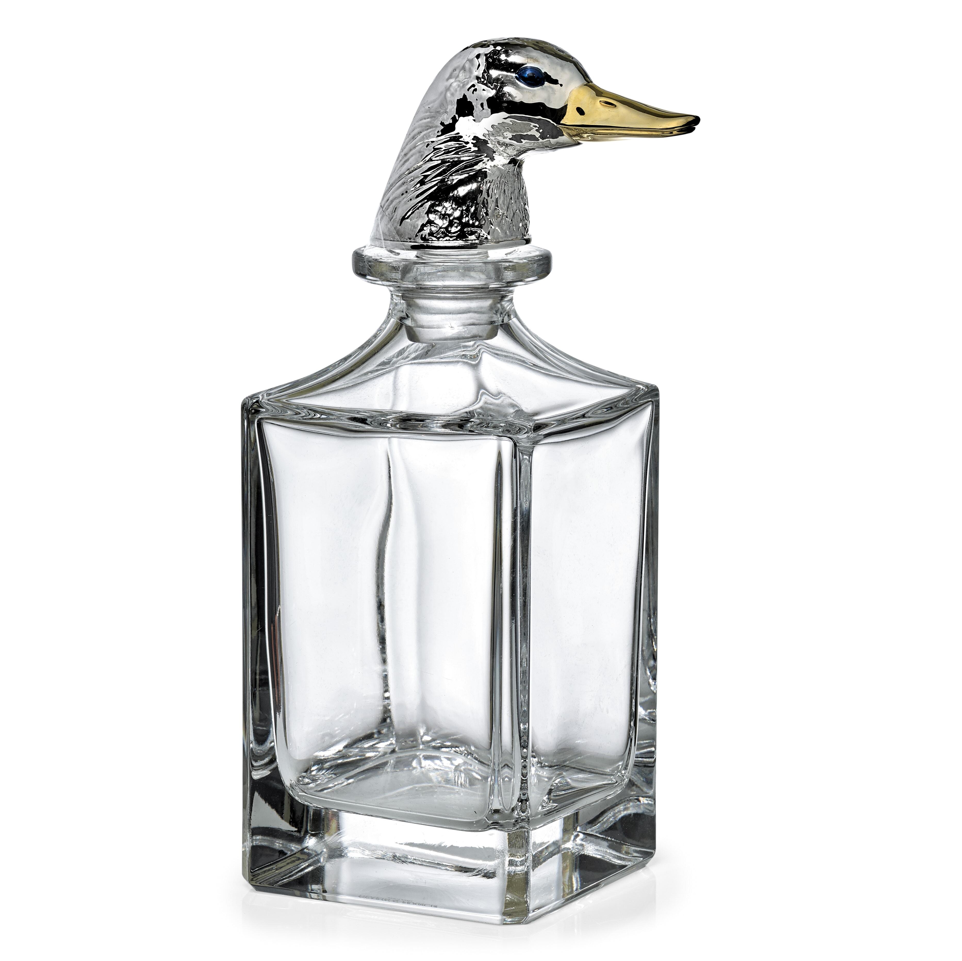 Silver Plated Duck Crystal Decanter