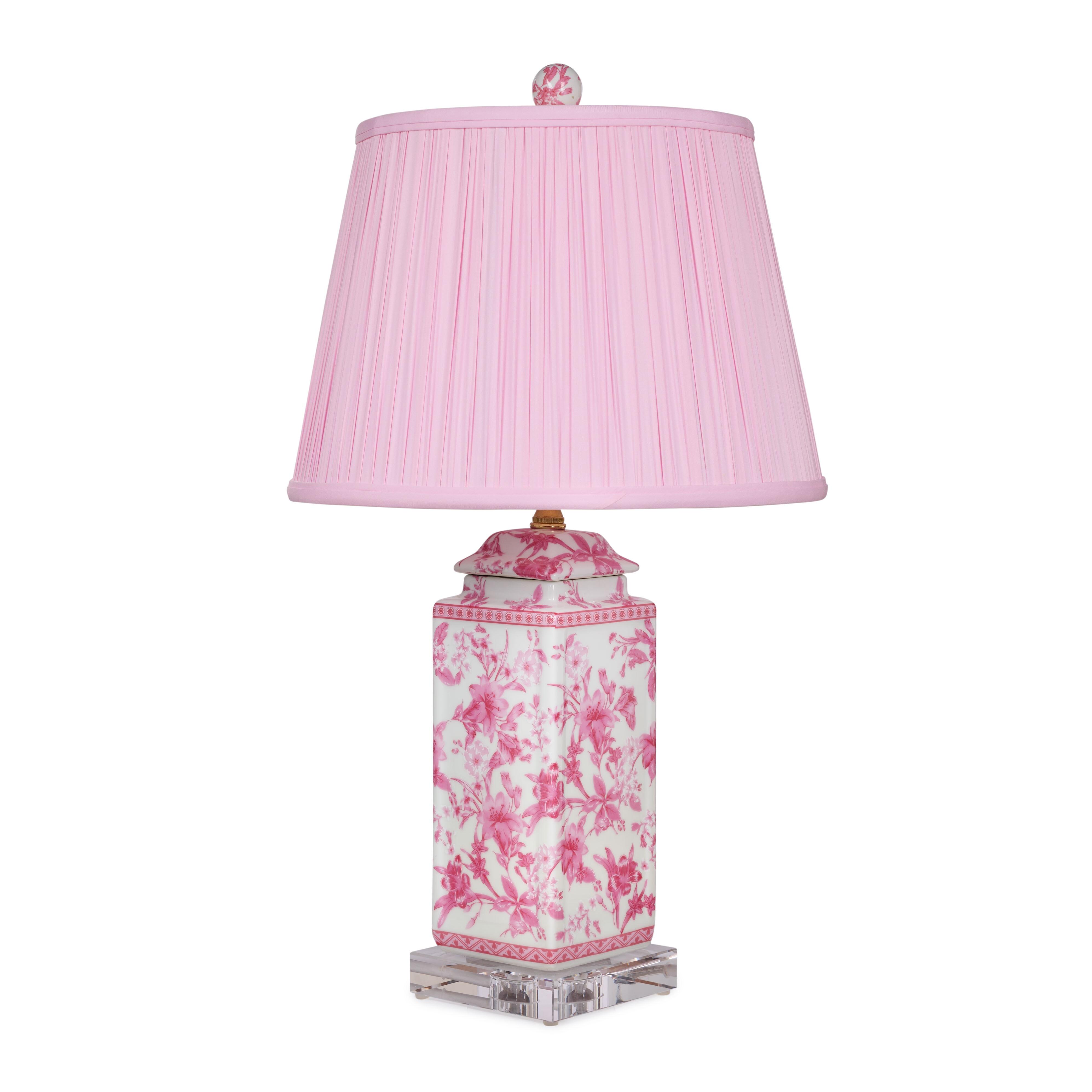 Pink Porcelain Square Jar Lamp