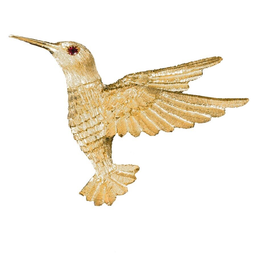 18k Yellow Gold Large Hummingbird Pin