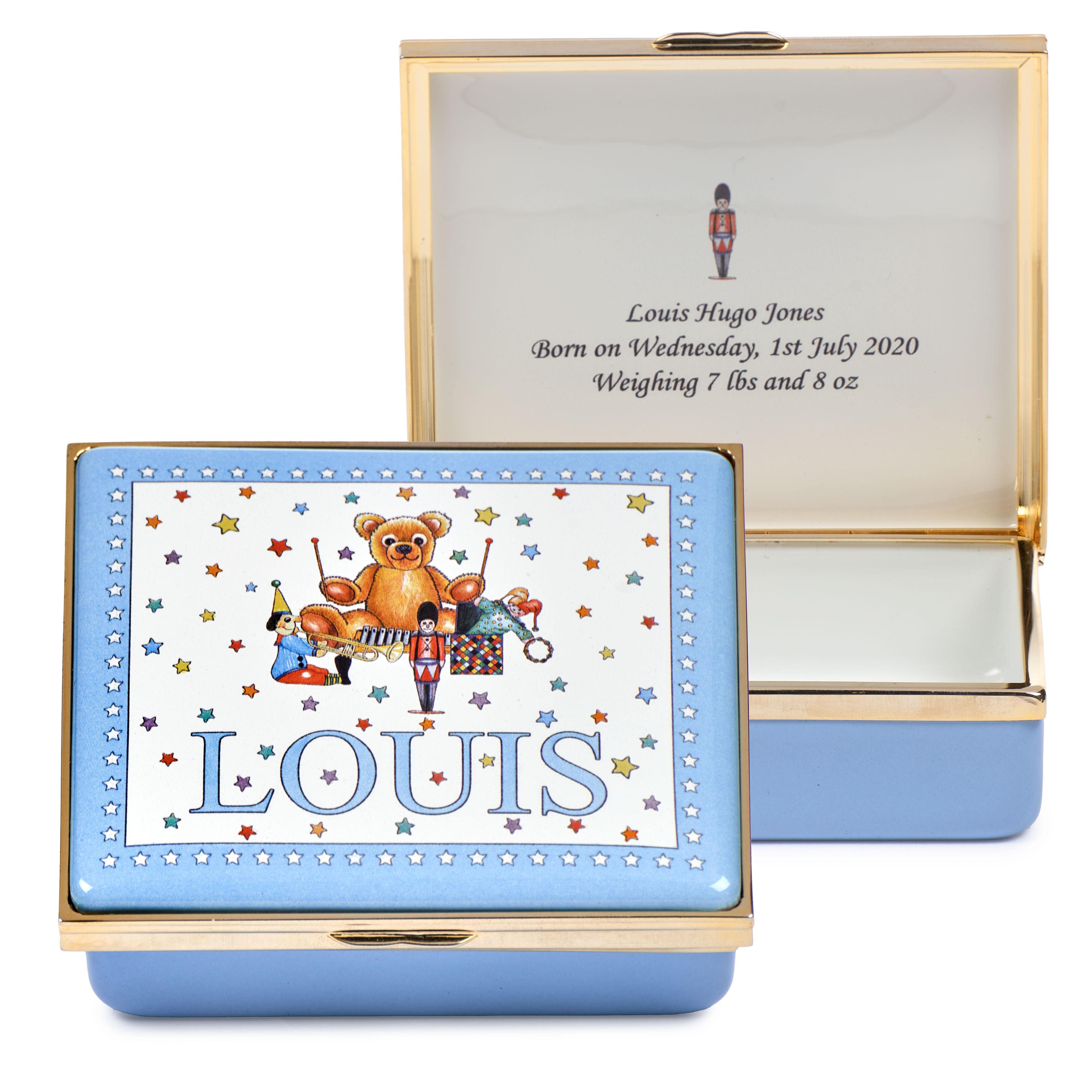 Halcyon Days Personalized Name Blue Enamel Boxes