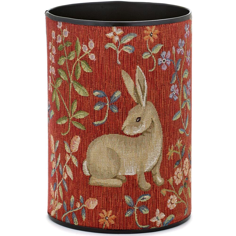 Medieval Rabbit & Fox Tapestry Wastebasket