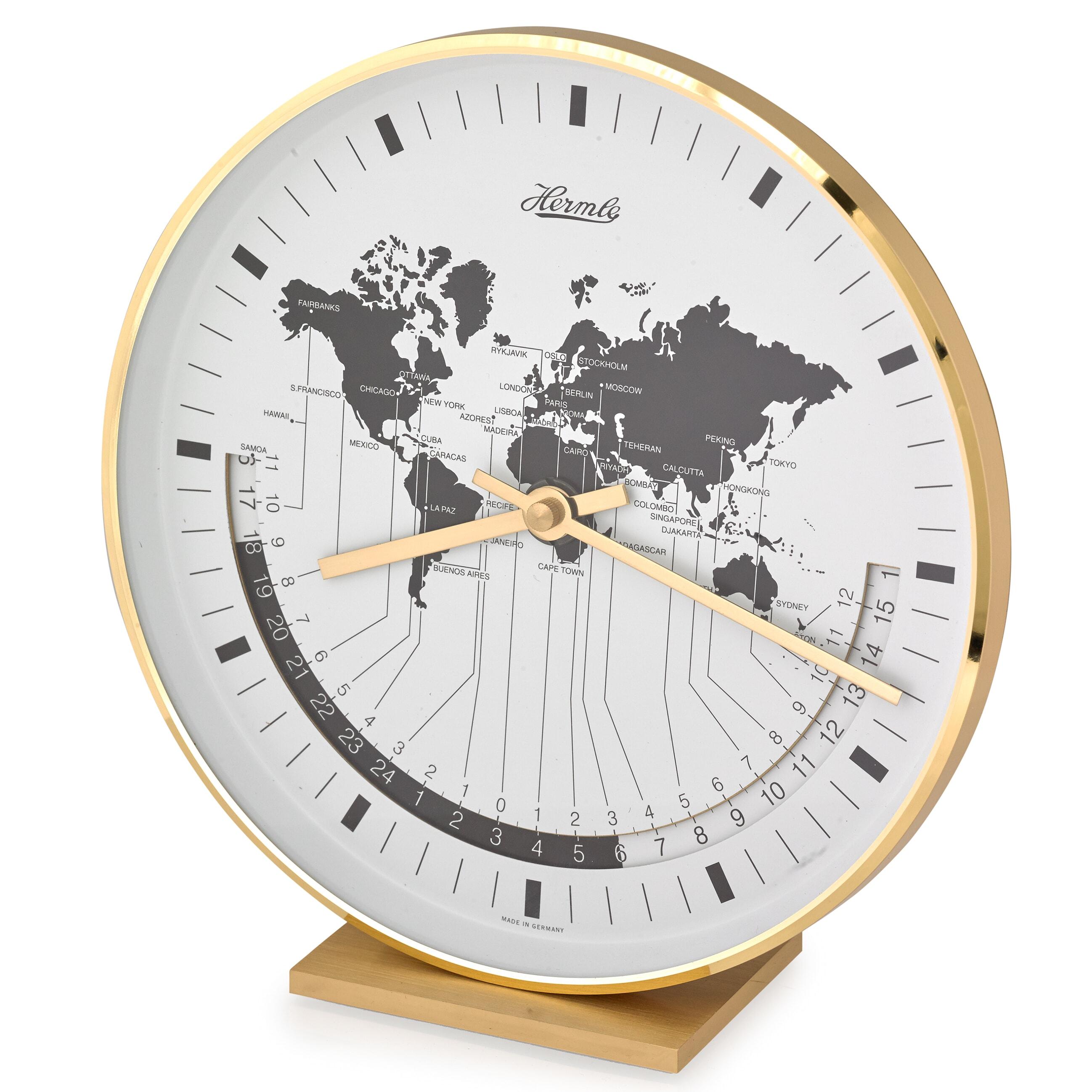 World Brass Table Clock