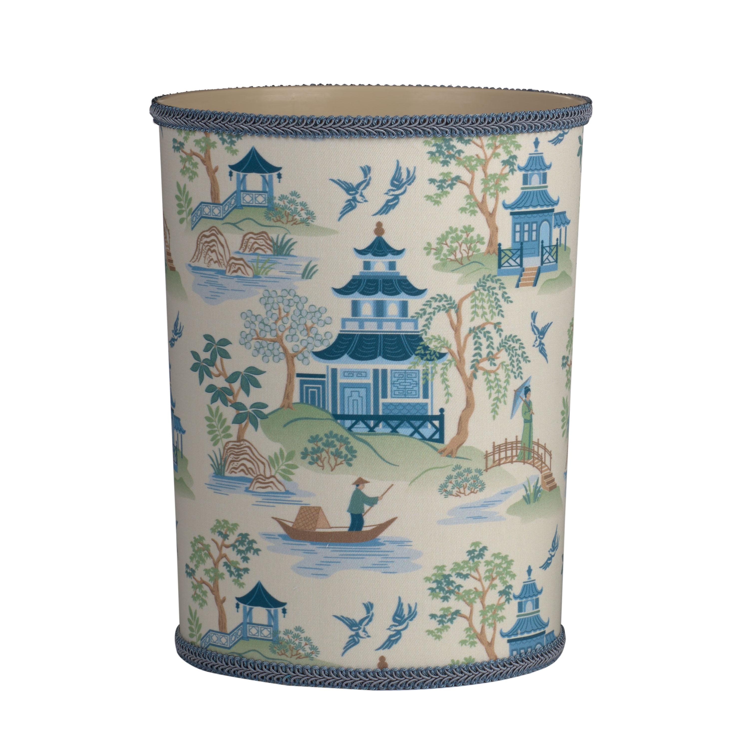 Mandarin Blue Wastebasket & Tissue Box Cover