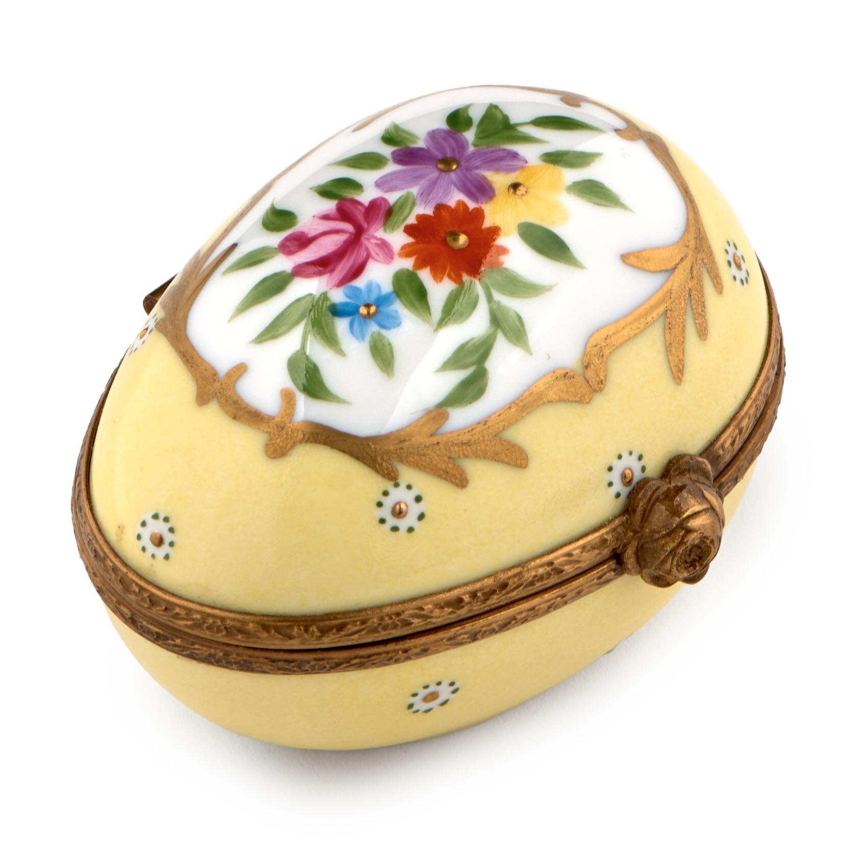 Palatine Lying Egg Limoges Box, Yellow