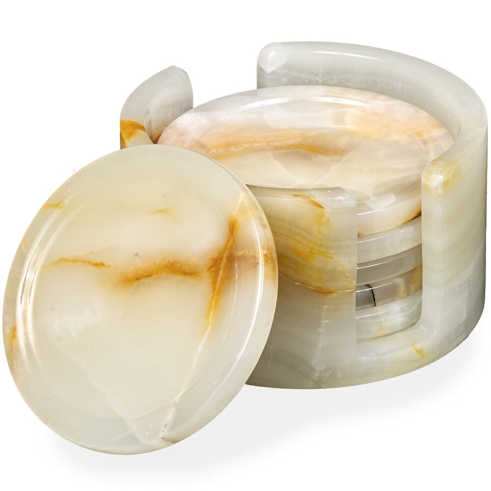 Dionysus Light Green Onyx Coasters, Set of 6