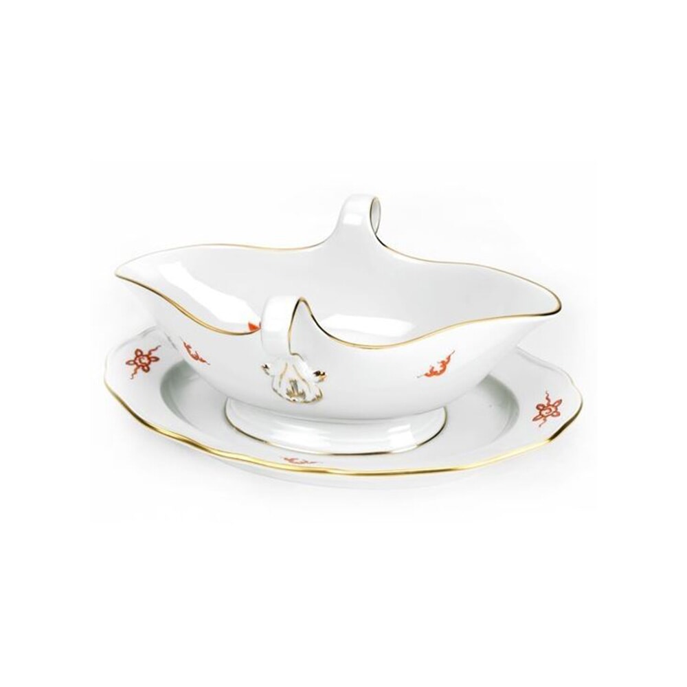 Meissen Ming Dragon Red Gravy Boat