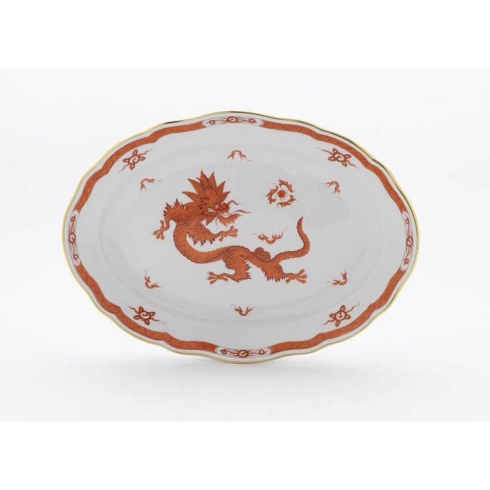 Meissen Ming Dragon Red with Border Oval Platter