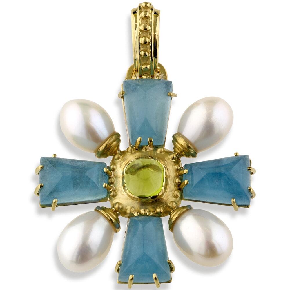 Baroque Freshwater Pearl Cross Pin / Pendant