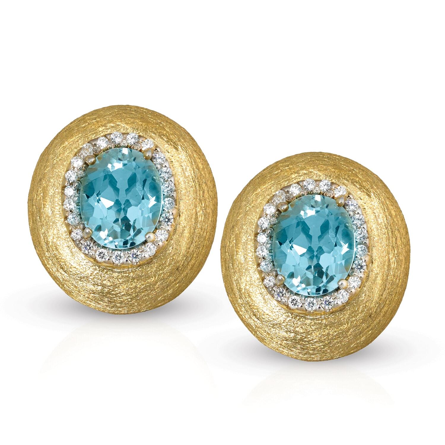 Diamond and Blue Topaz Earrings