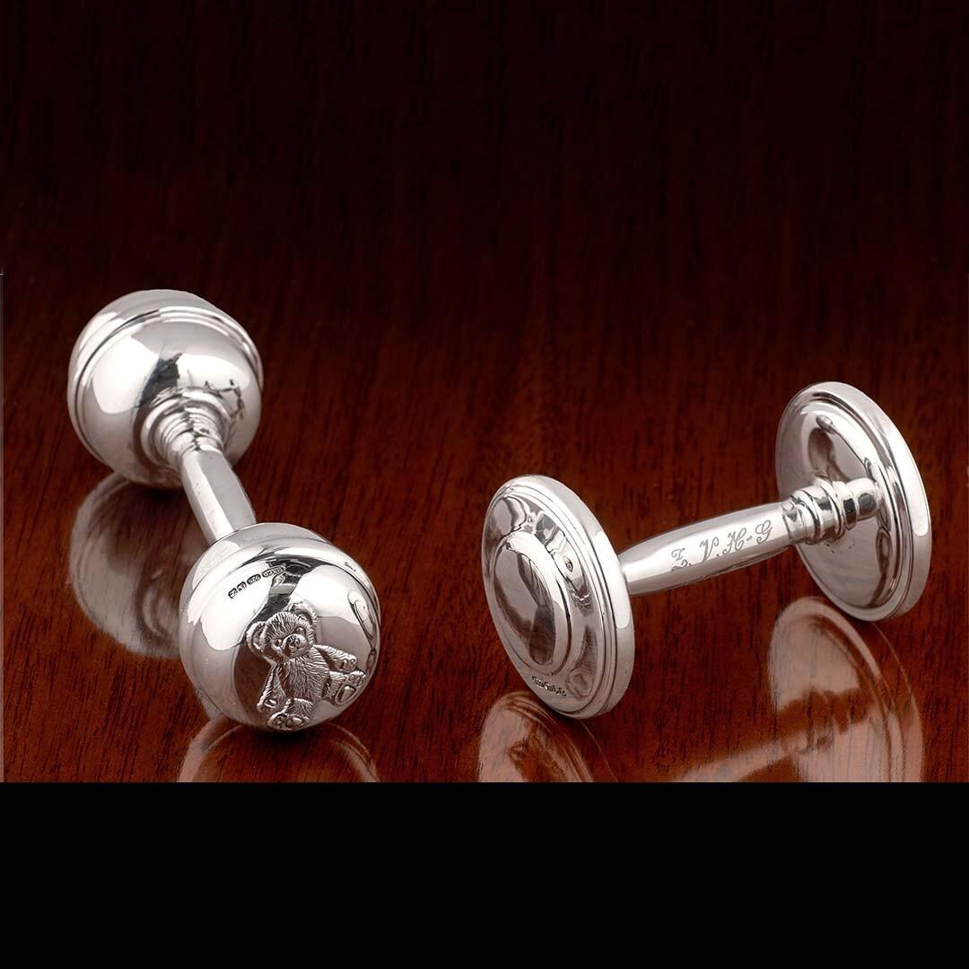 Sterling Silver Dumbbell Rattles