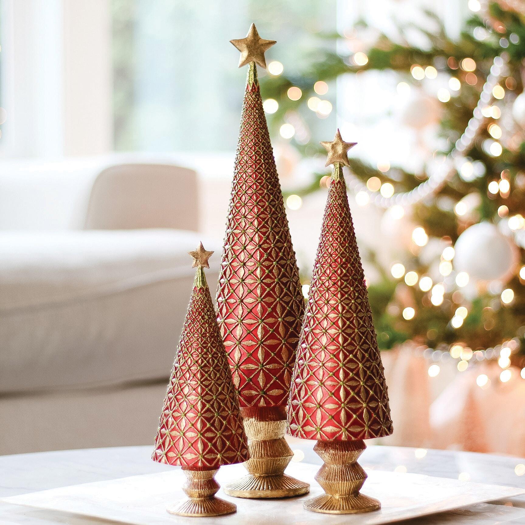 Red and Green Diamond Burst Christmas Trees