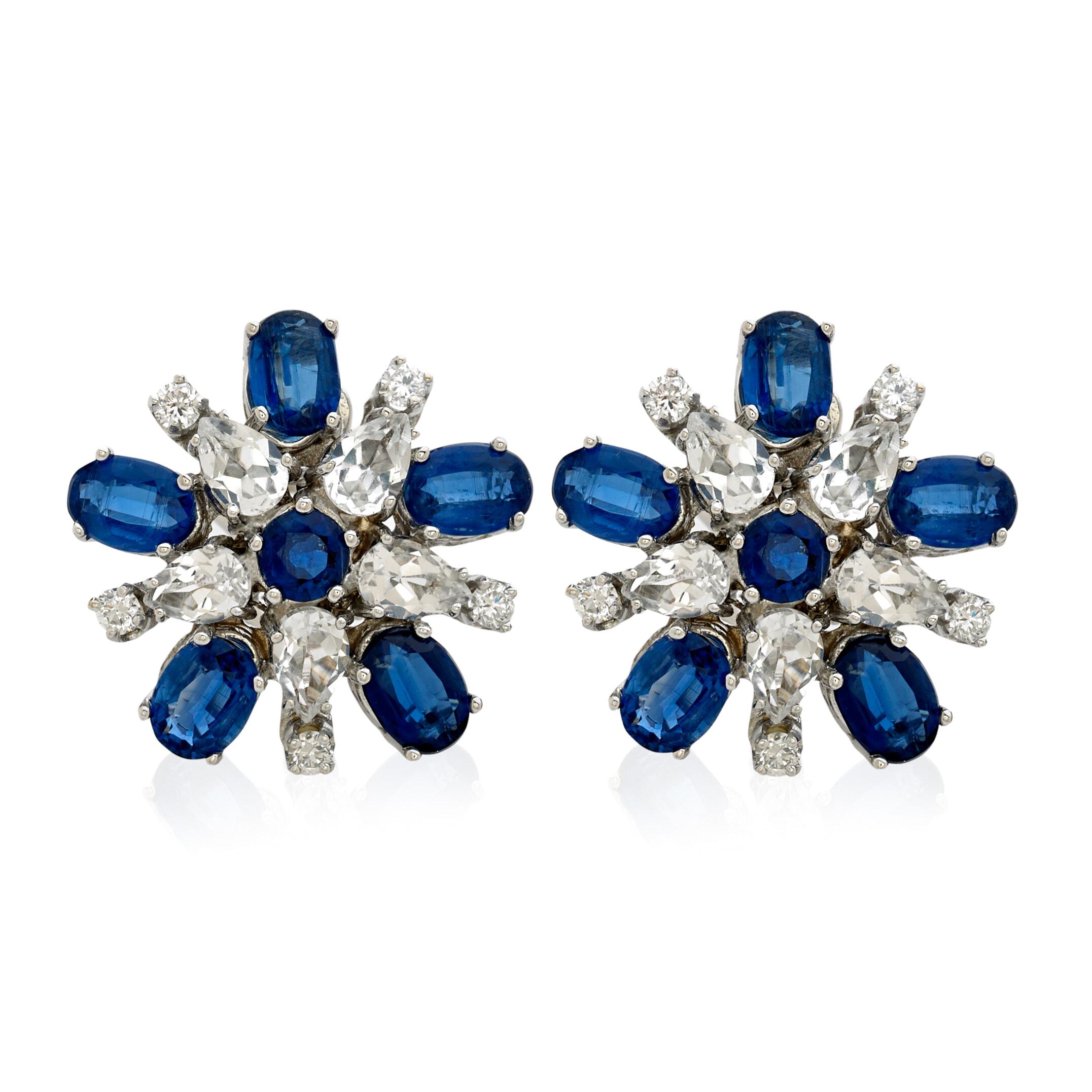 Diamond Burst Earrings, Royal Blue Kyanite