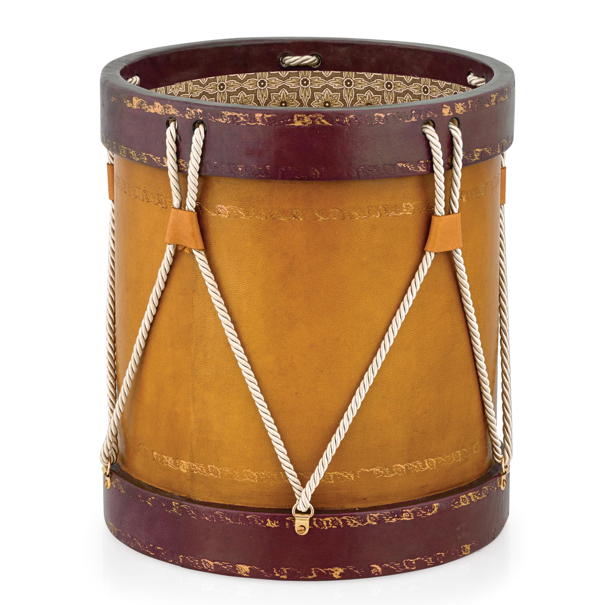 Leather Drum Wastebasket
