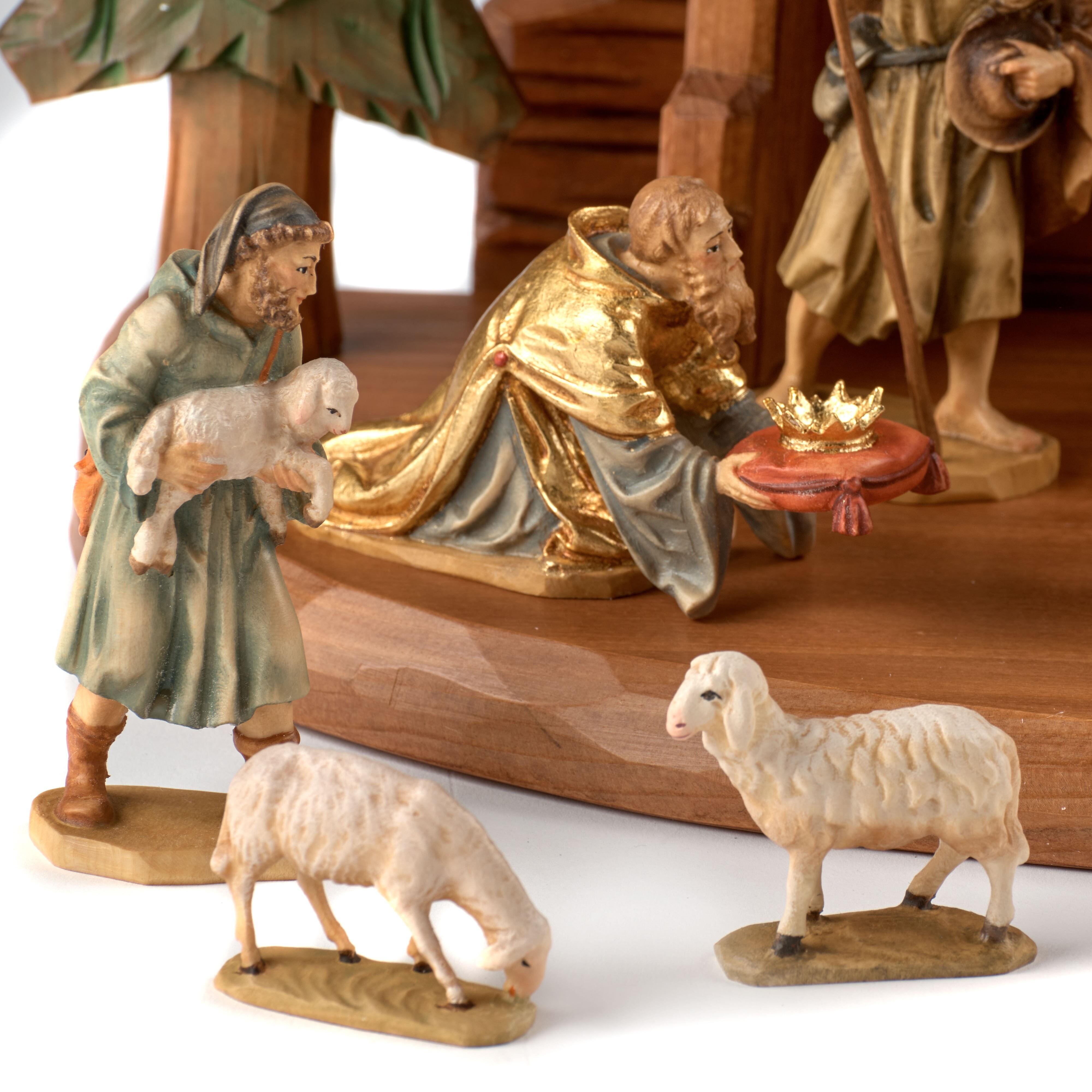 Handcarved Wooden Nativity Creche Set