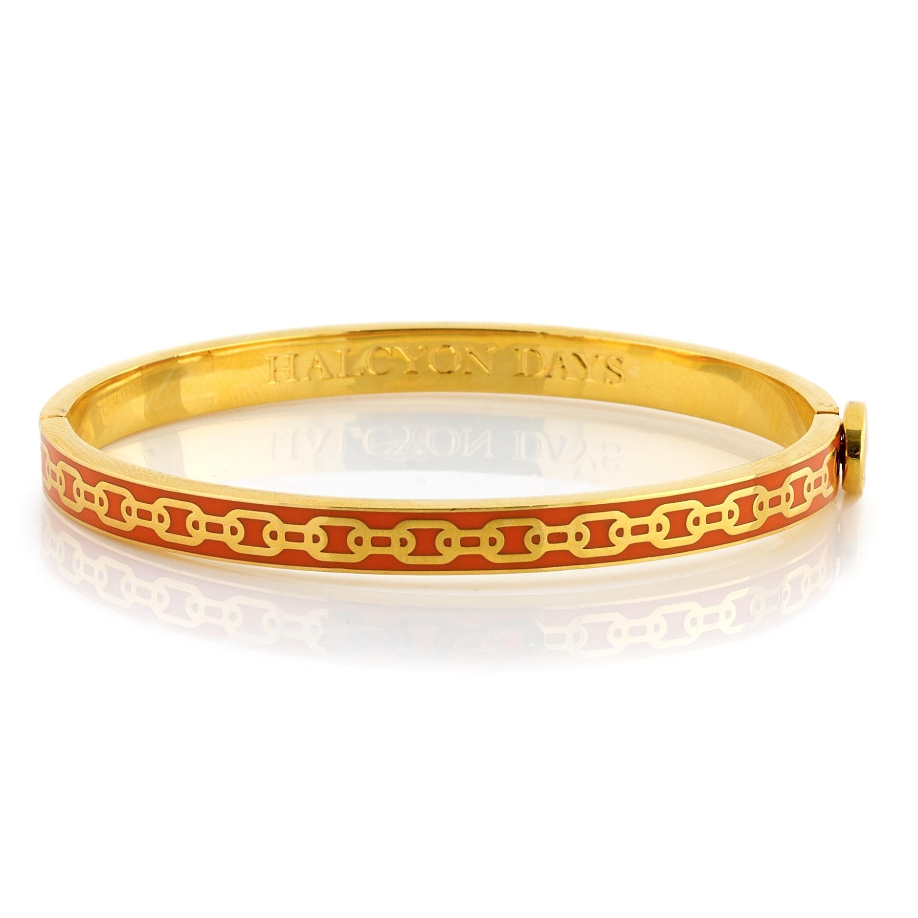 Halcyon Days Skinny Chain Enamel Hinged Bangles
