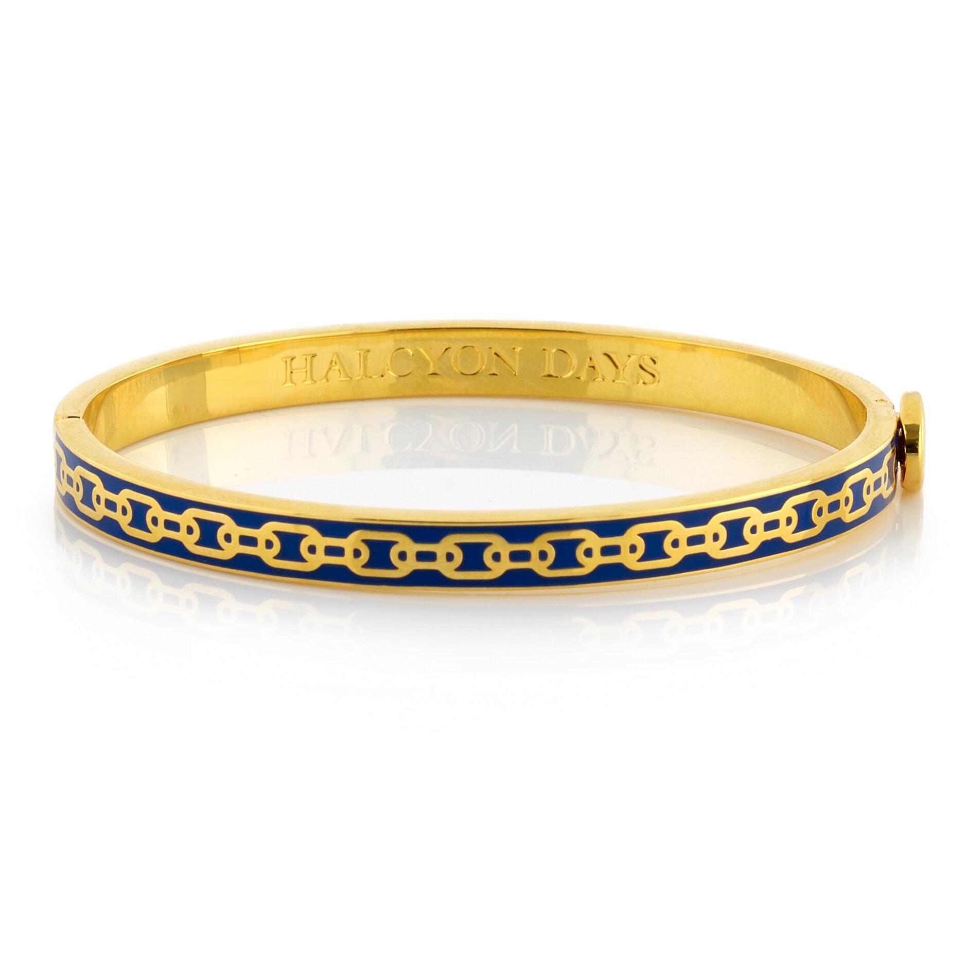 Halcyon Days Skinny Chain Enamel Hinged Bangles