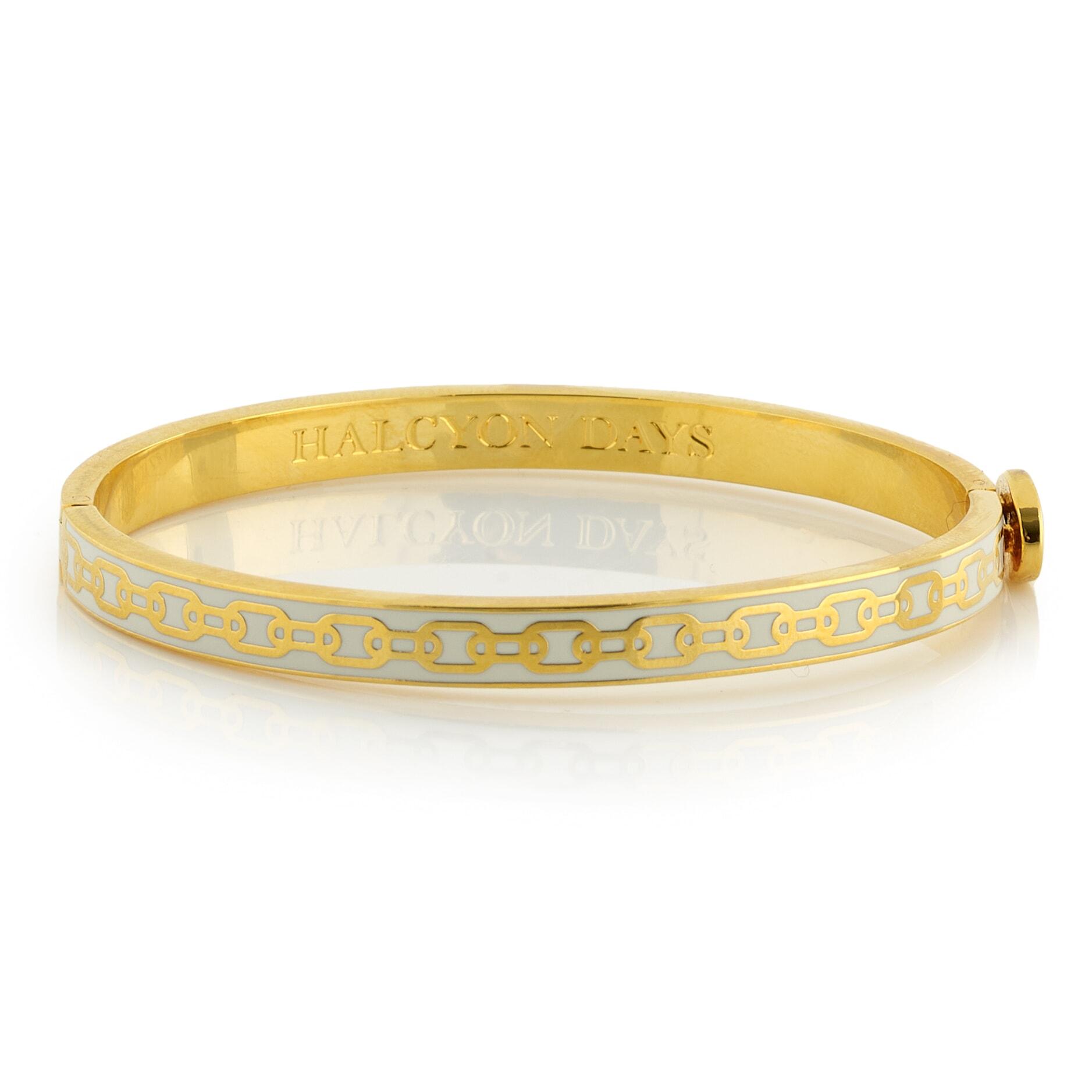 Halcyon Days Skinny Chain Enamel Hinged Bangles