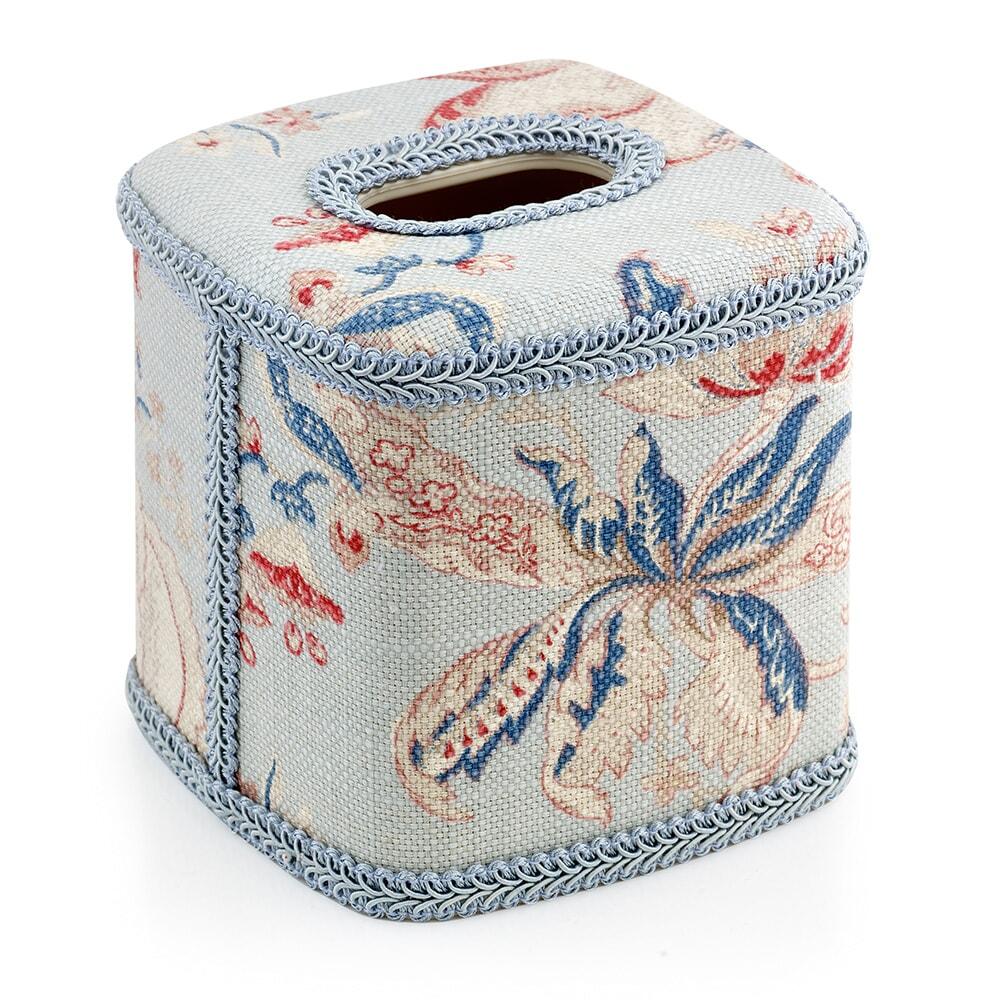 Cottage Blue Wastebasket & Tissue Box Cover