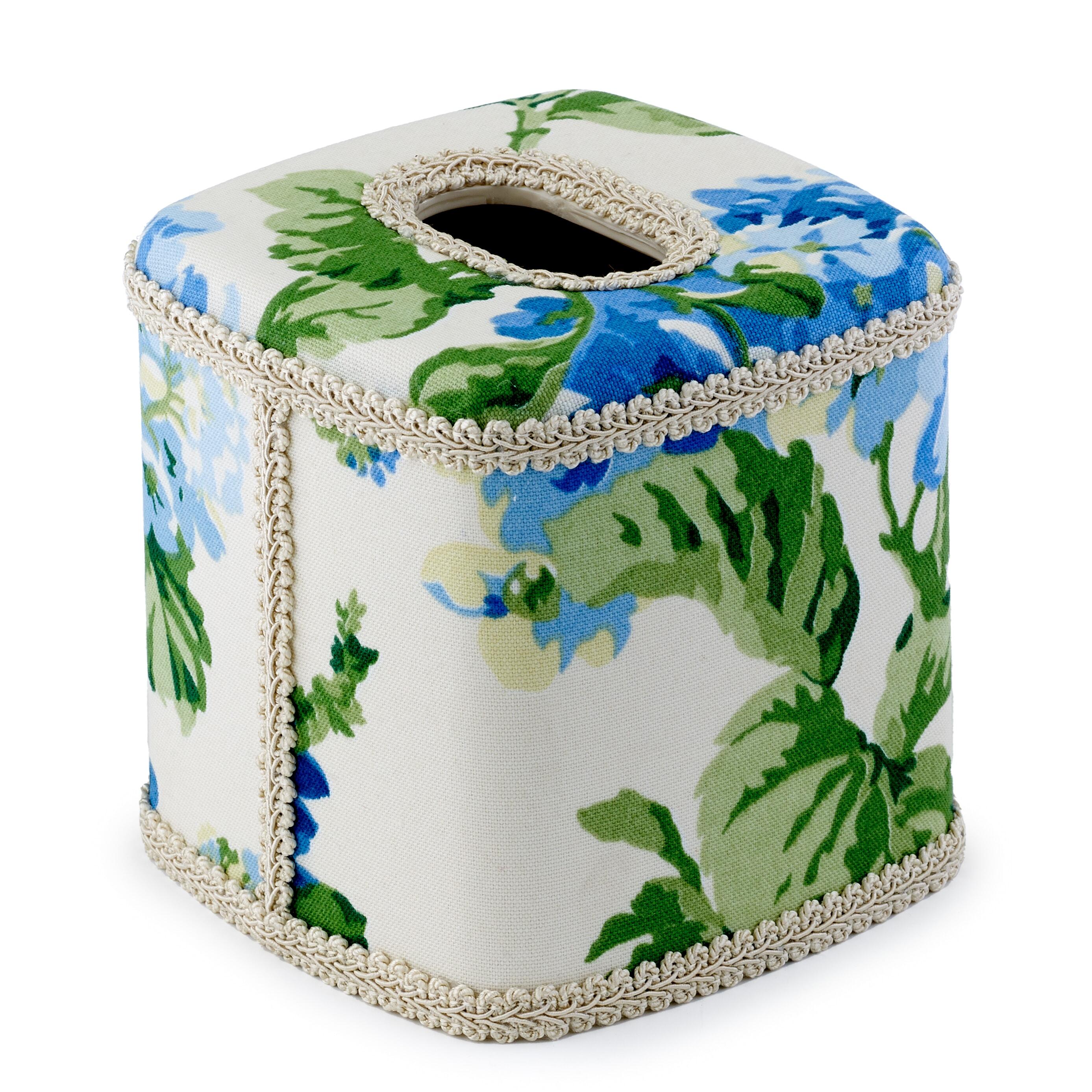 Hydrangea Blue Wastebasket & Tissue Box Cover