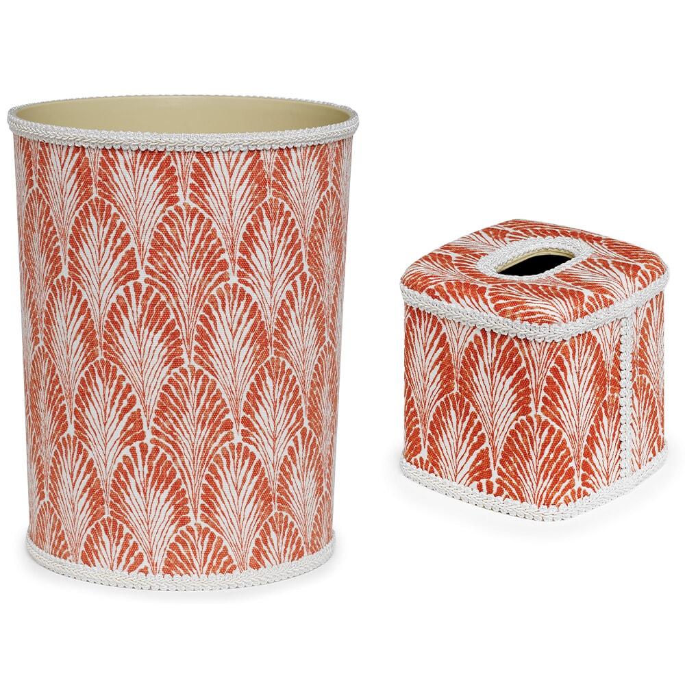 Plume Coral Wastebasket & Tissue Box Cover