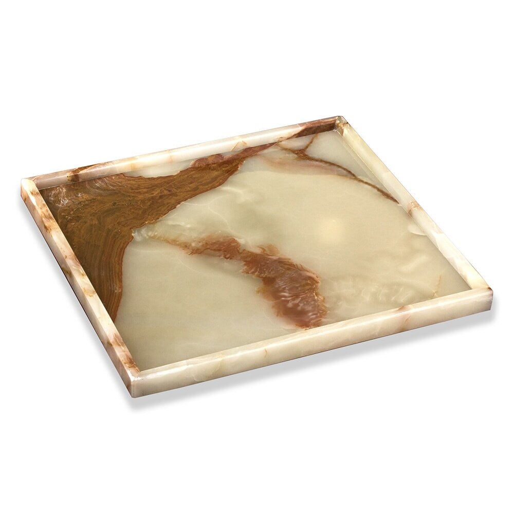 Square Light Green Onyx Trays