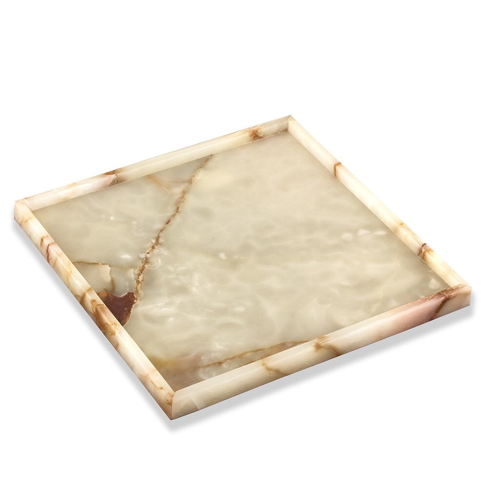 Square Light Green Onyx Trays