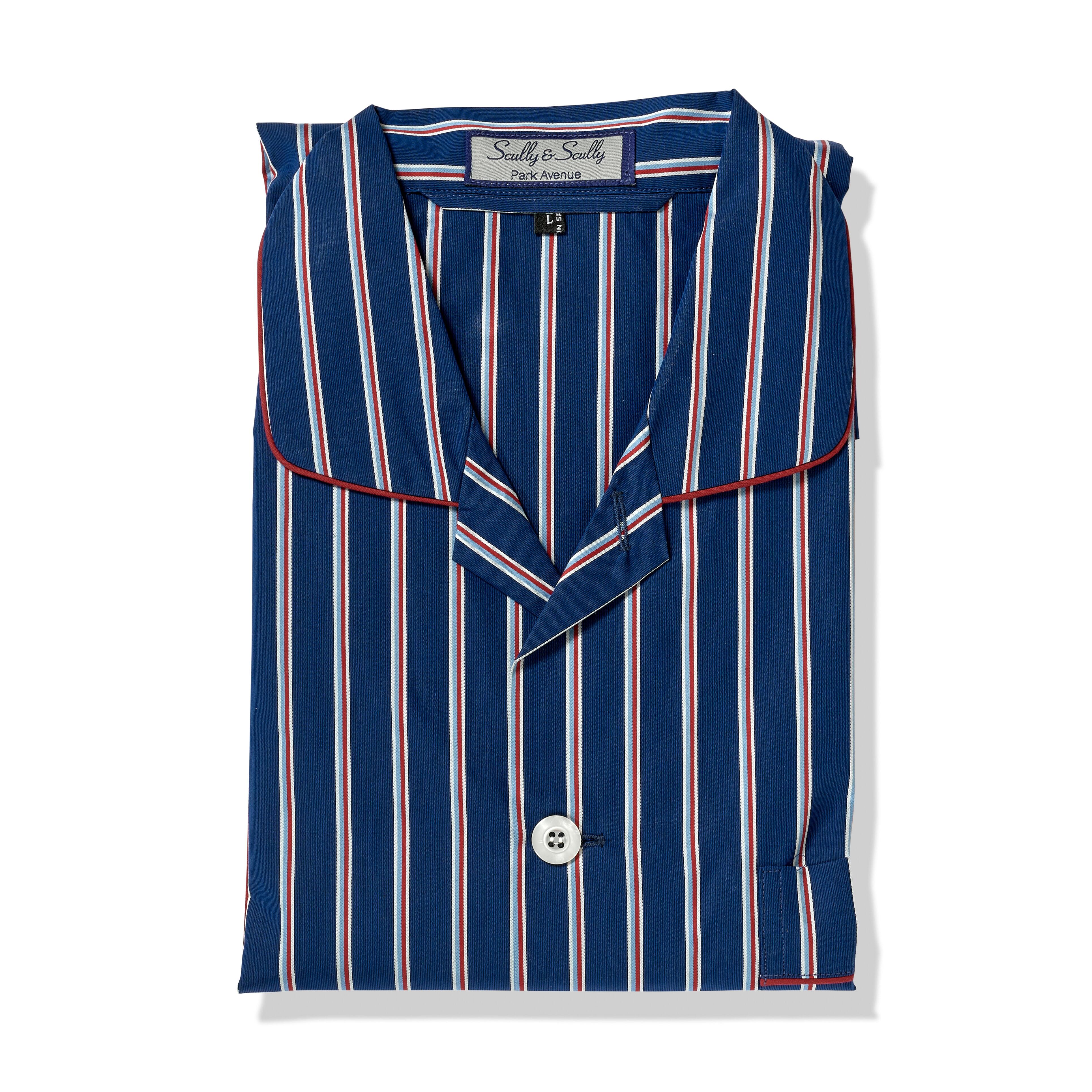 Men's Navy Striped Cotton Pajamas