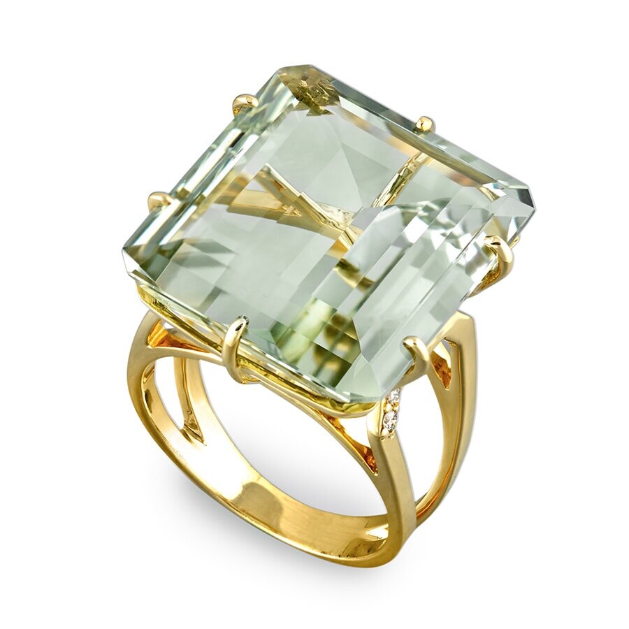 18k Gold Square-Cut Gemstone Ring