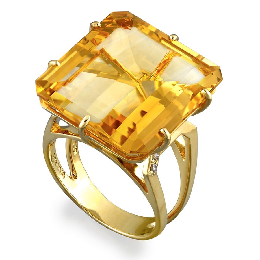 18k Gold Square-Cut Gemstone Ring