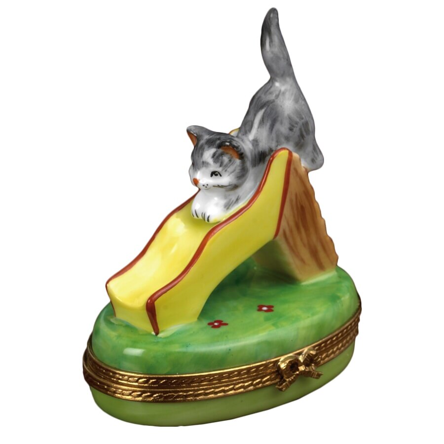 Kitten on Slide Limoges Box