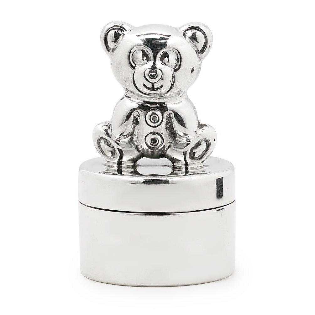 Sterling Silver Teddy Bear First Tooth Box
