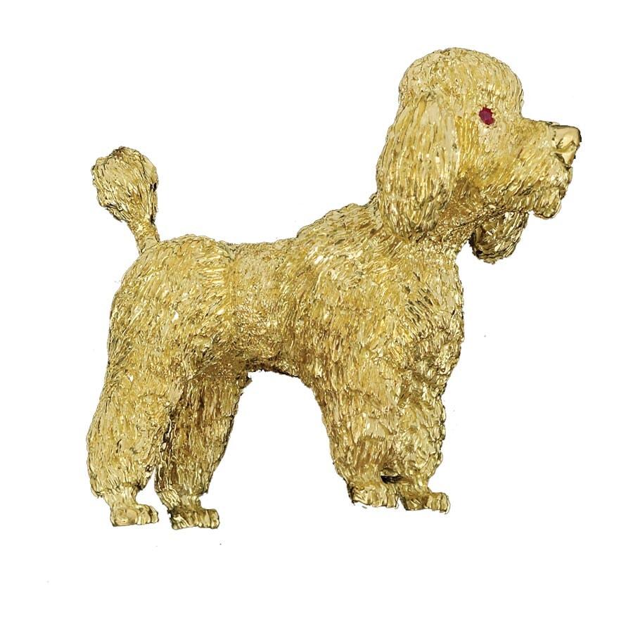 18k Gold Poodle Pin