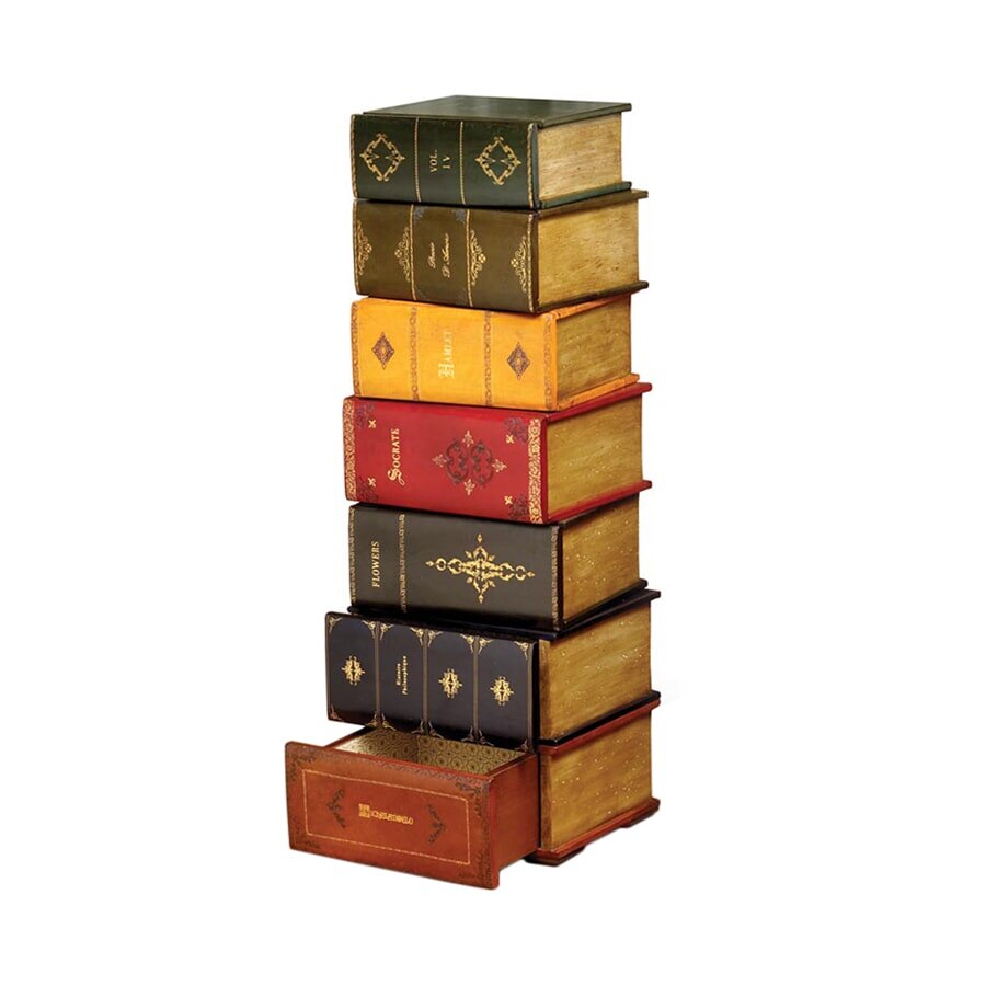 Leather Books Chest with 7 Book Drawers