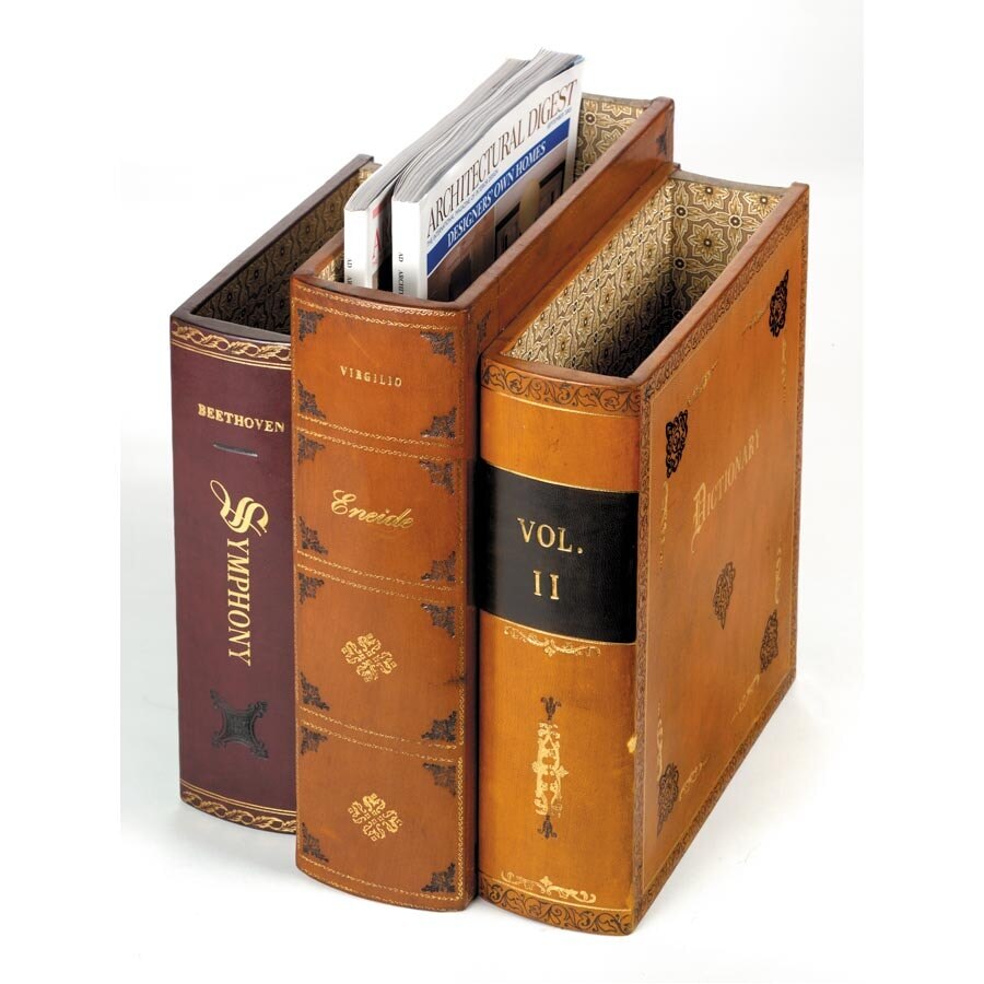 Leather Books Magazine Rack